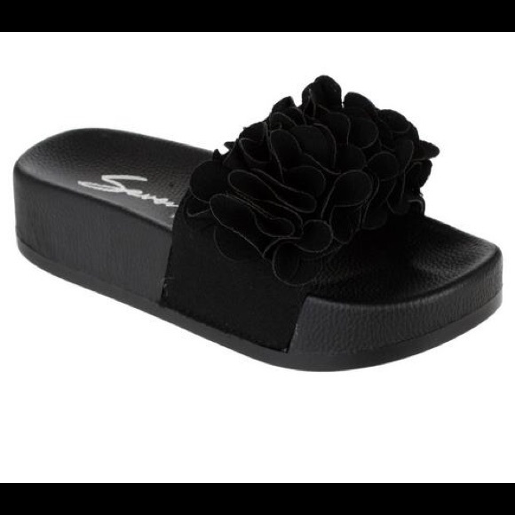 Seven7 | Shoes | Seven 7 Didi Ruffle Black Platform Sandals Nib Sz 8 ...